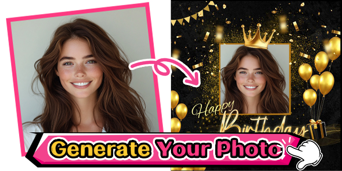 Birthday Splendor: Customize Your Photos with a Golden Frame! - Vigoo